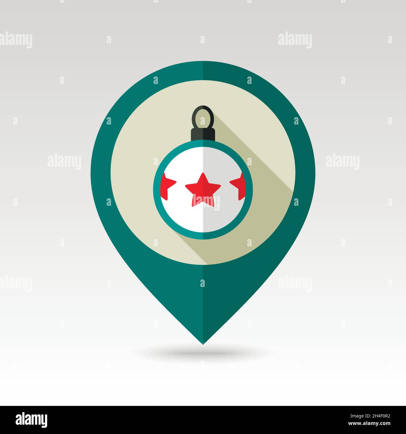Christmas balls flat pin map icon. Map pointer. Map markers. Vector ...