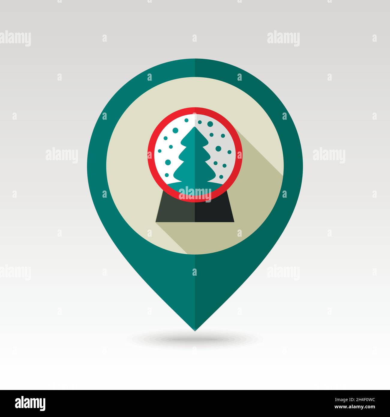 Christmas snow globe with a Christmas tree inside flat pin map icon ...