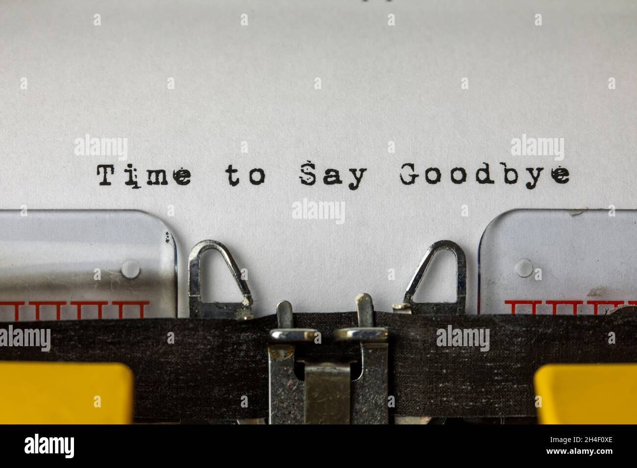 Time to say goodbye written on an old typewriter Stock Photo - Alamy