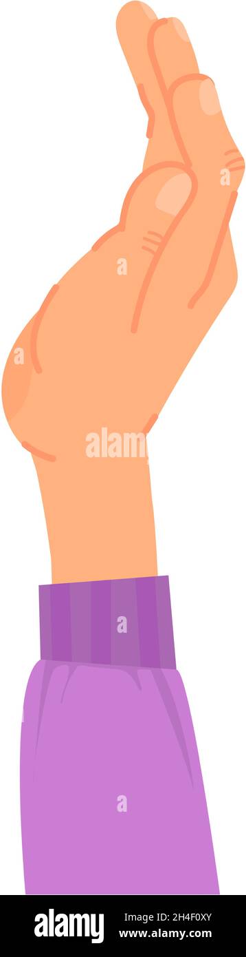 Cupped hand. Holding gesture. Raised arm in cartoon style Stock Vector ...