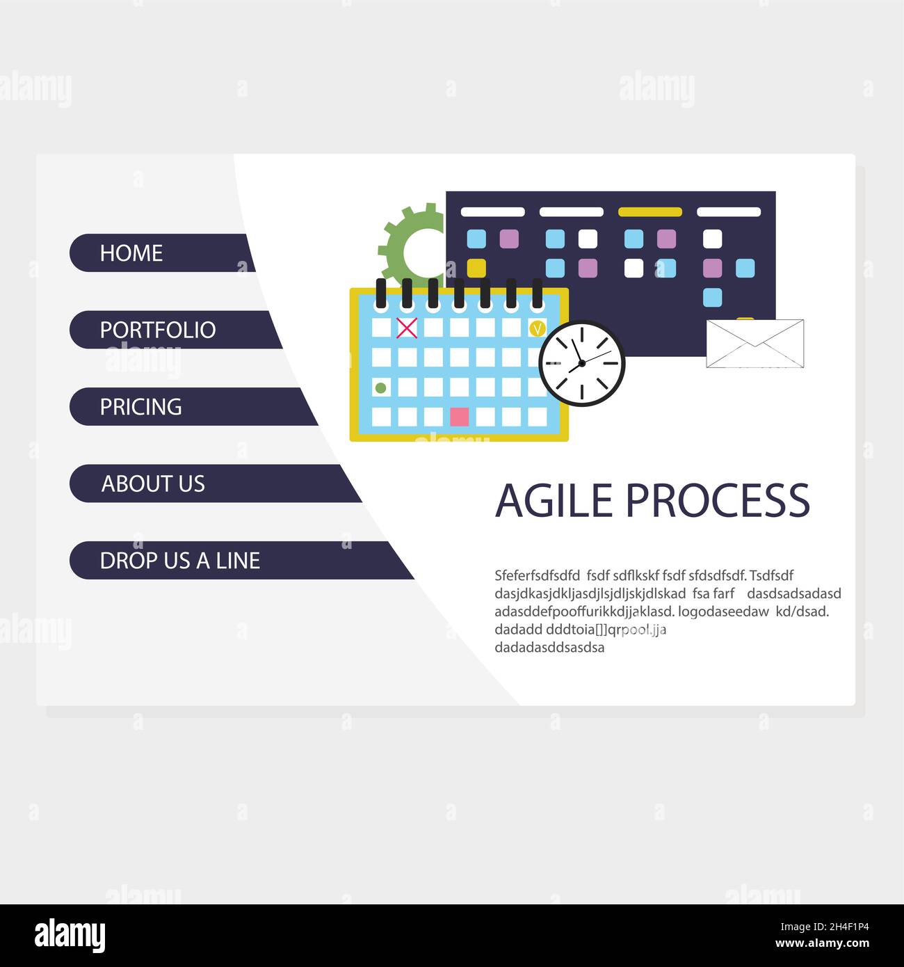 Agile process in business landing page vector organization kanban ...