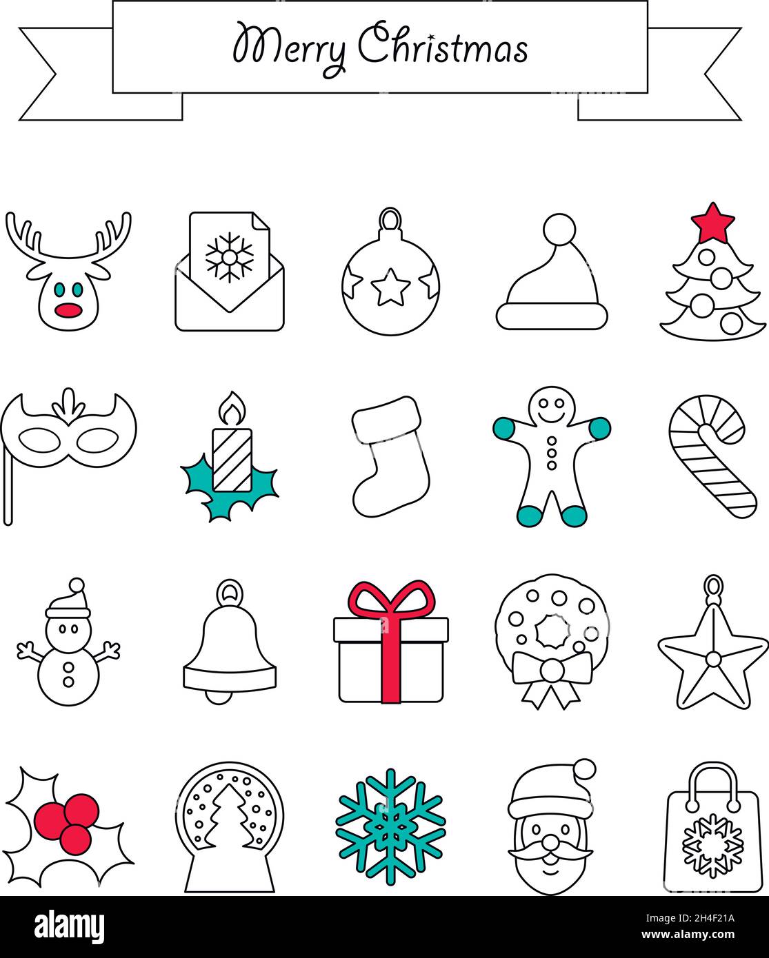 Christmas icons set. Holiday objects collection. Vector illustration ...