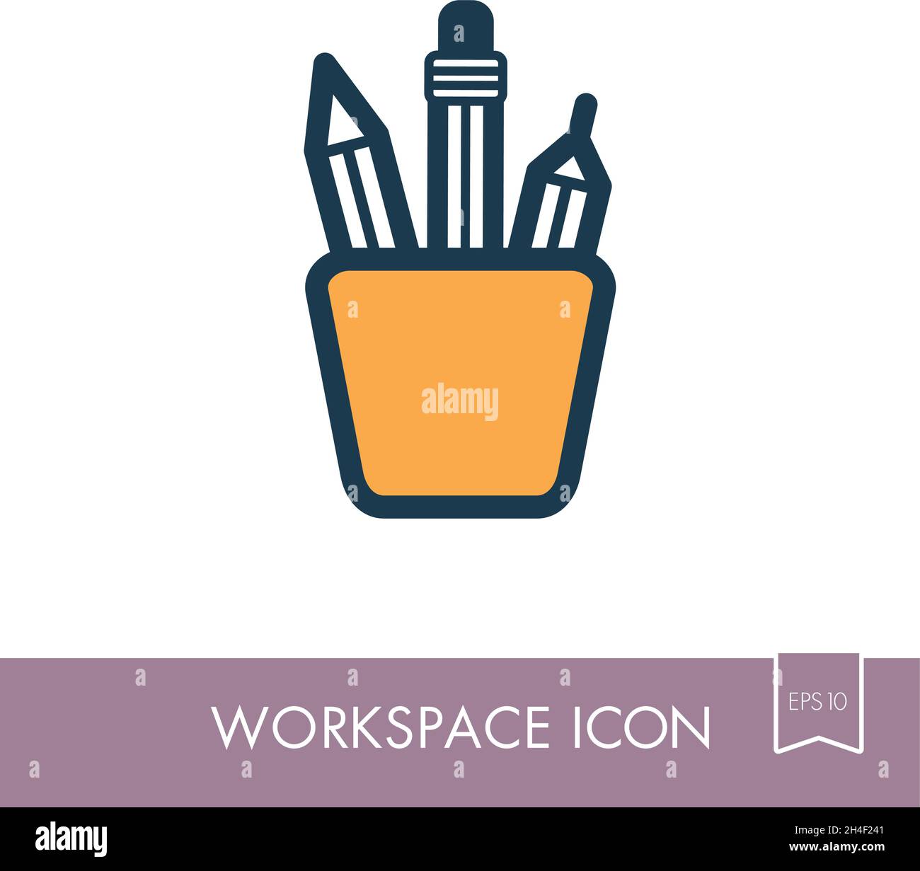 Pencil stand outline icon. Workspace sign. Graph symbol for your web ...