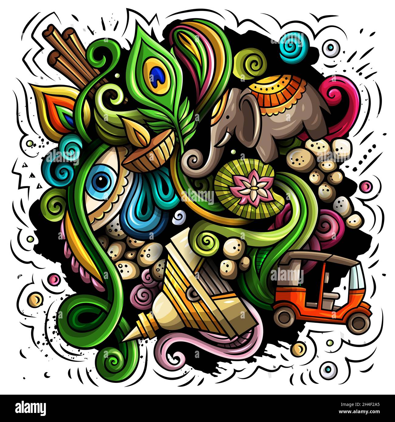 India hand drawn vector doodles illustration. Indian poster design ...