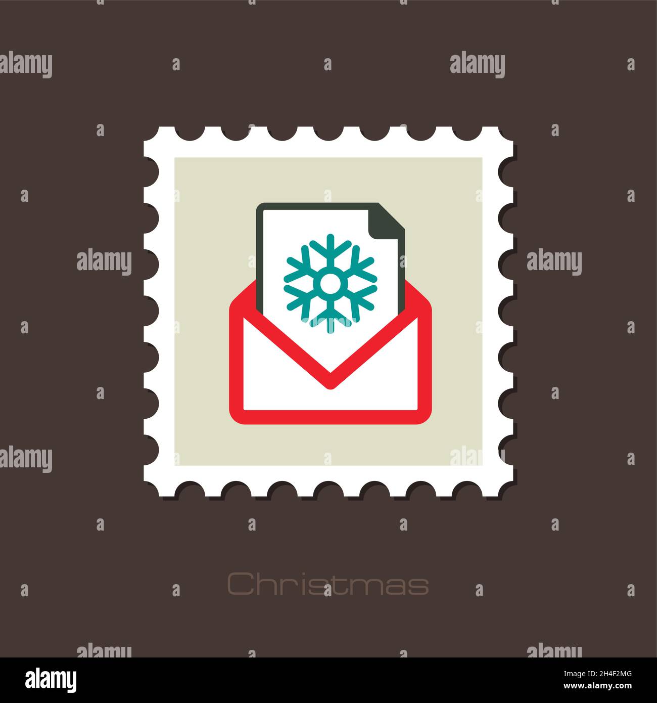Christmas letter flat stamp, vector illustration eps 10 Stock Vector ...