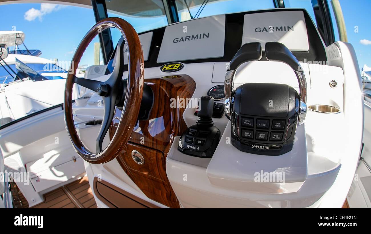 NORWALK, CT, USA - SEPTEMBER 26, 2021: HCB boat control panel from ...