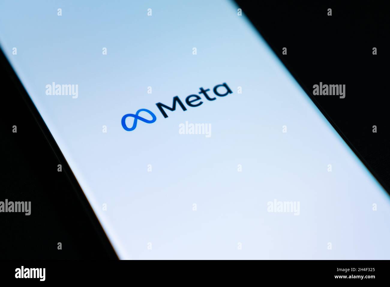 Bangkok, Thailand - October 29, 2021: Meta logo is shown on a device ...