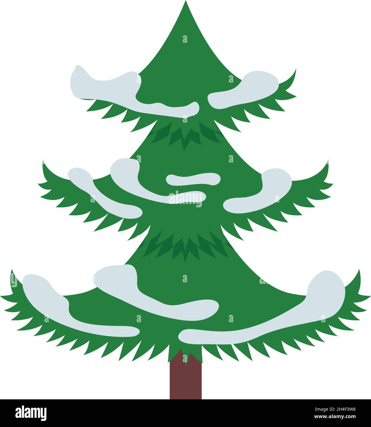 Snowy fir icon. Winter pine tree in cartoon style Stock Vector Image ...
