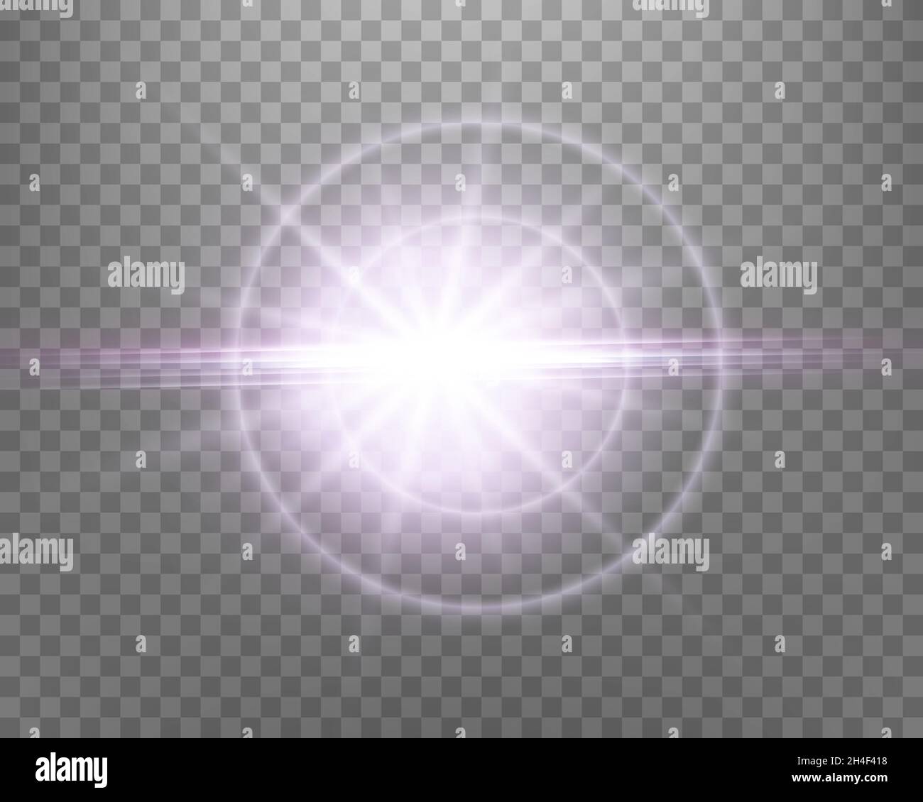 Sunlight lens flare, sun flash with rays and spotlight. Pink glowing ...