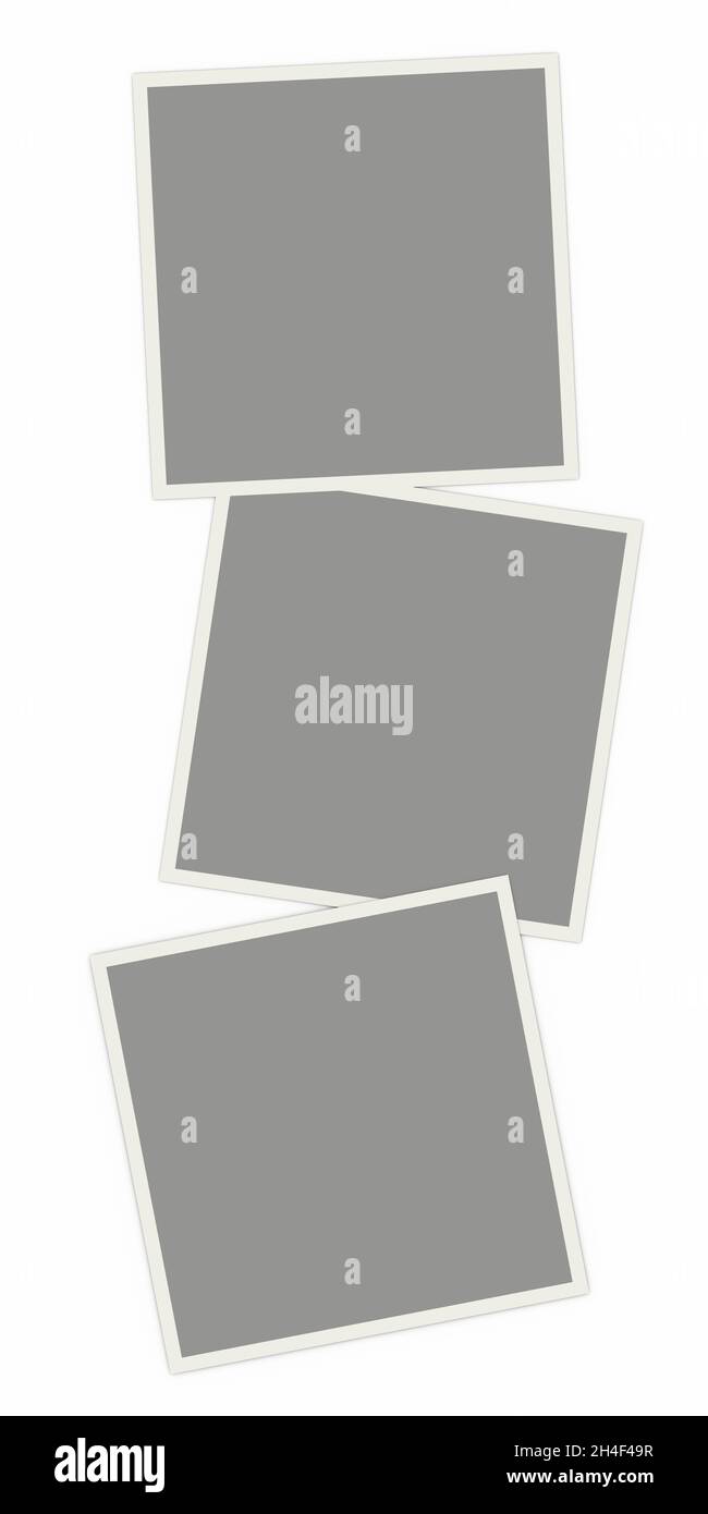 Three square photos front view - 3D illustration Stock Photo - Alamy