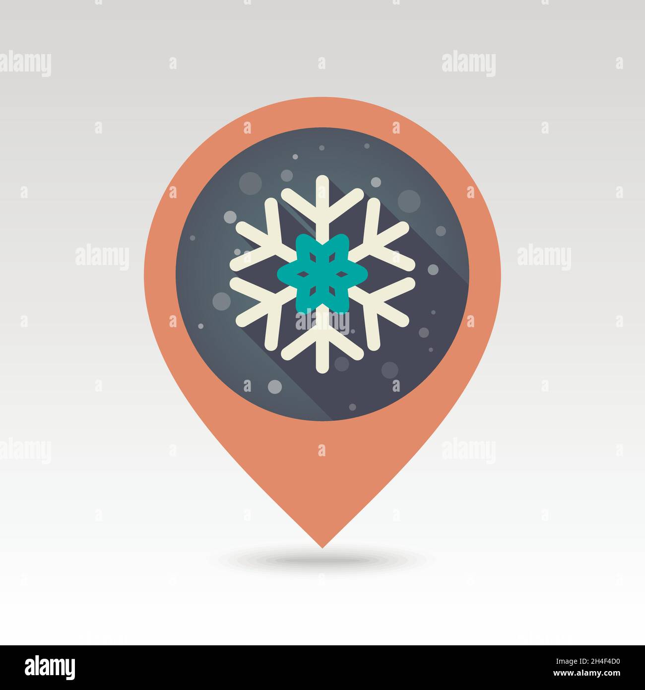 Modern Snowflake flat pin map icon. Map pointer. Map markers. Vector ...