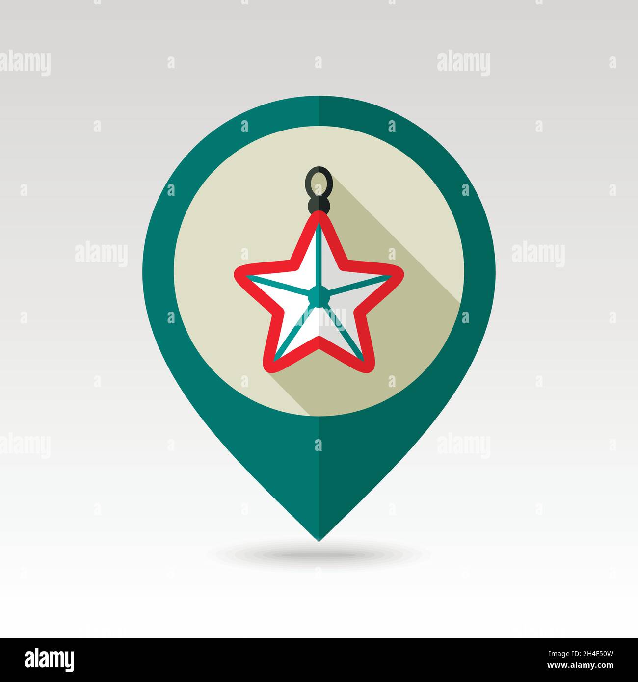 Christmas Star flat pin map icon. Map pointer. Map markers. Vector ...