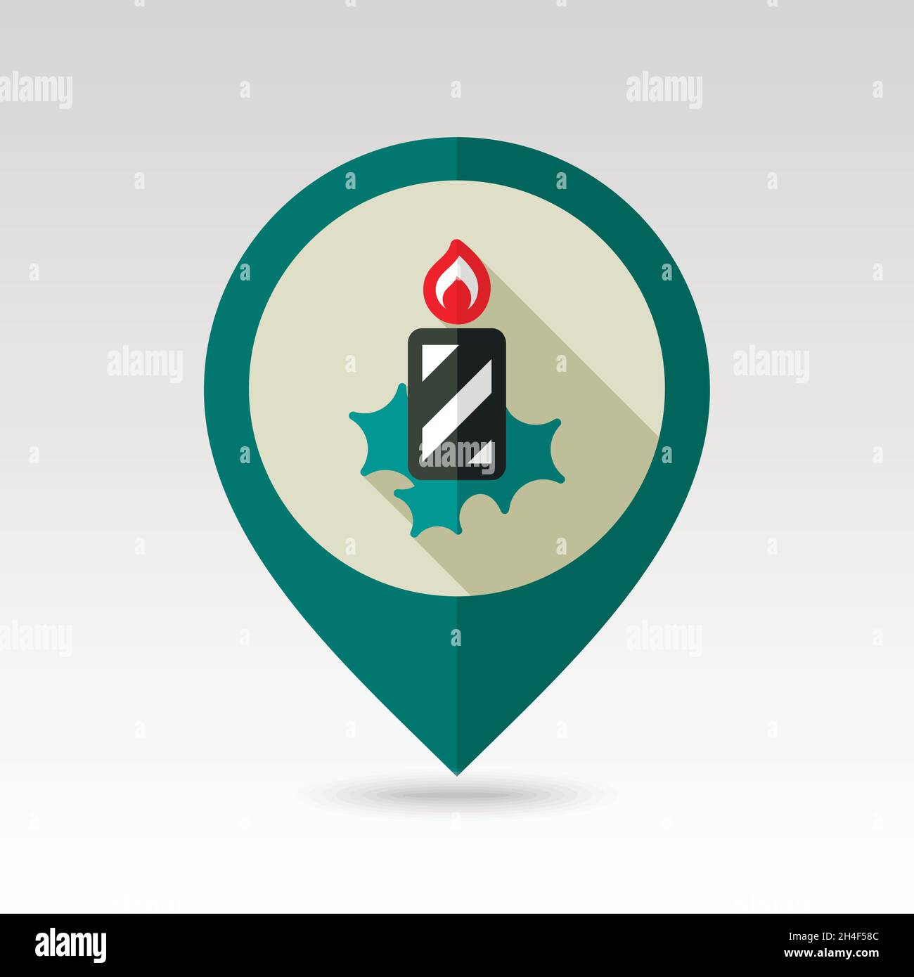 Christmas candle flat pin map icon. Map pointer. Map markers. Vector ...