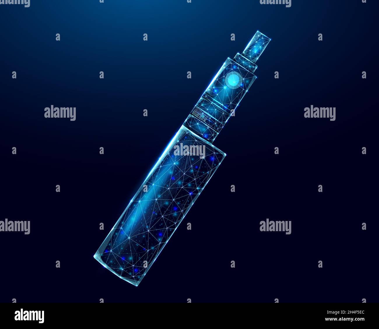 Vaping pen device kit and mod wireframe. Poster template with glowing ...
