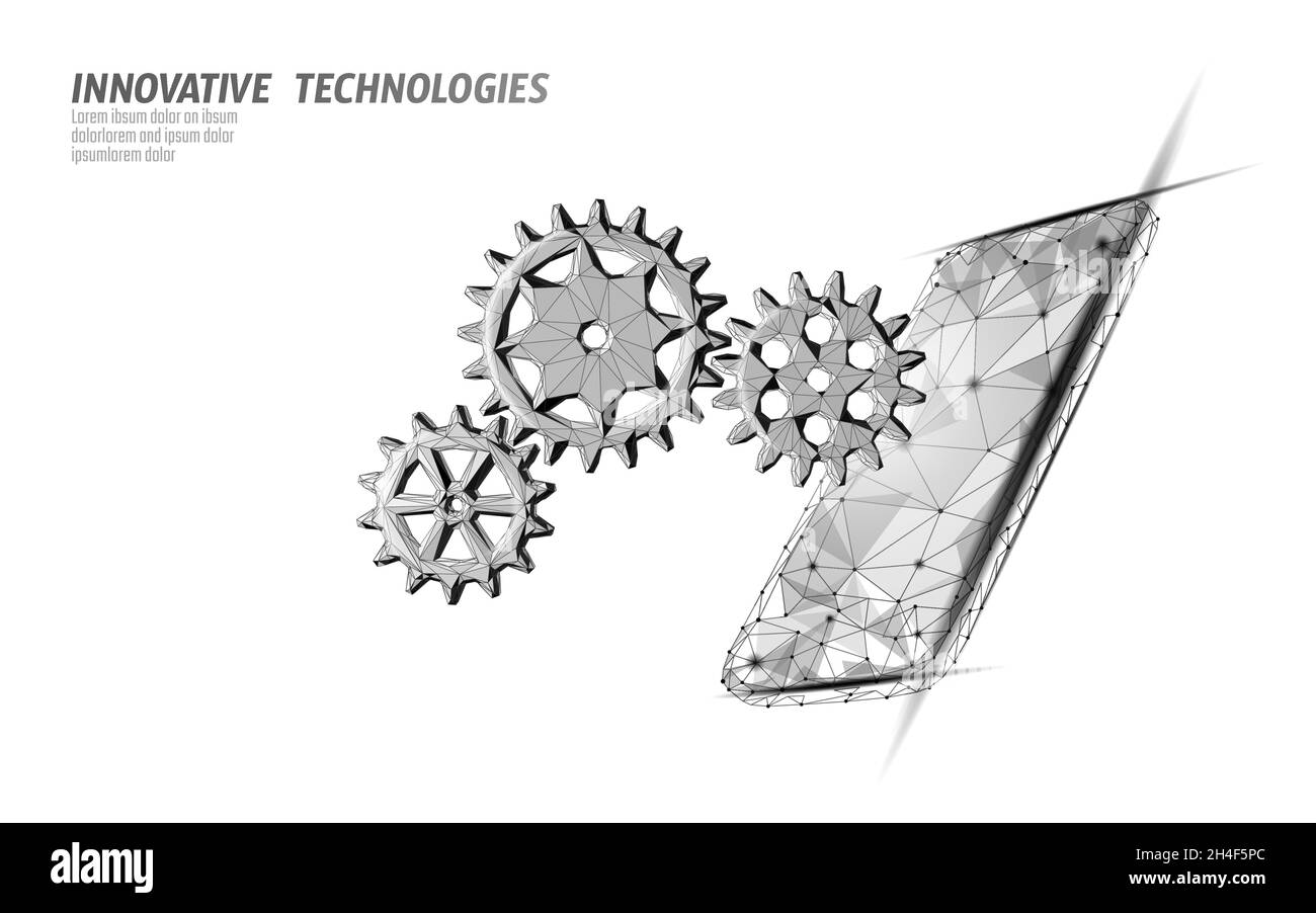 Smartphone settings help service low poly. New version software mobile ...