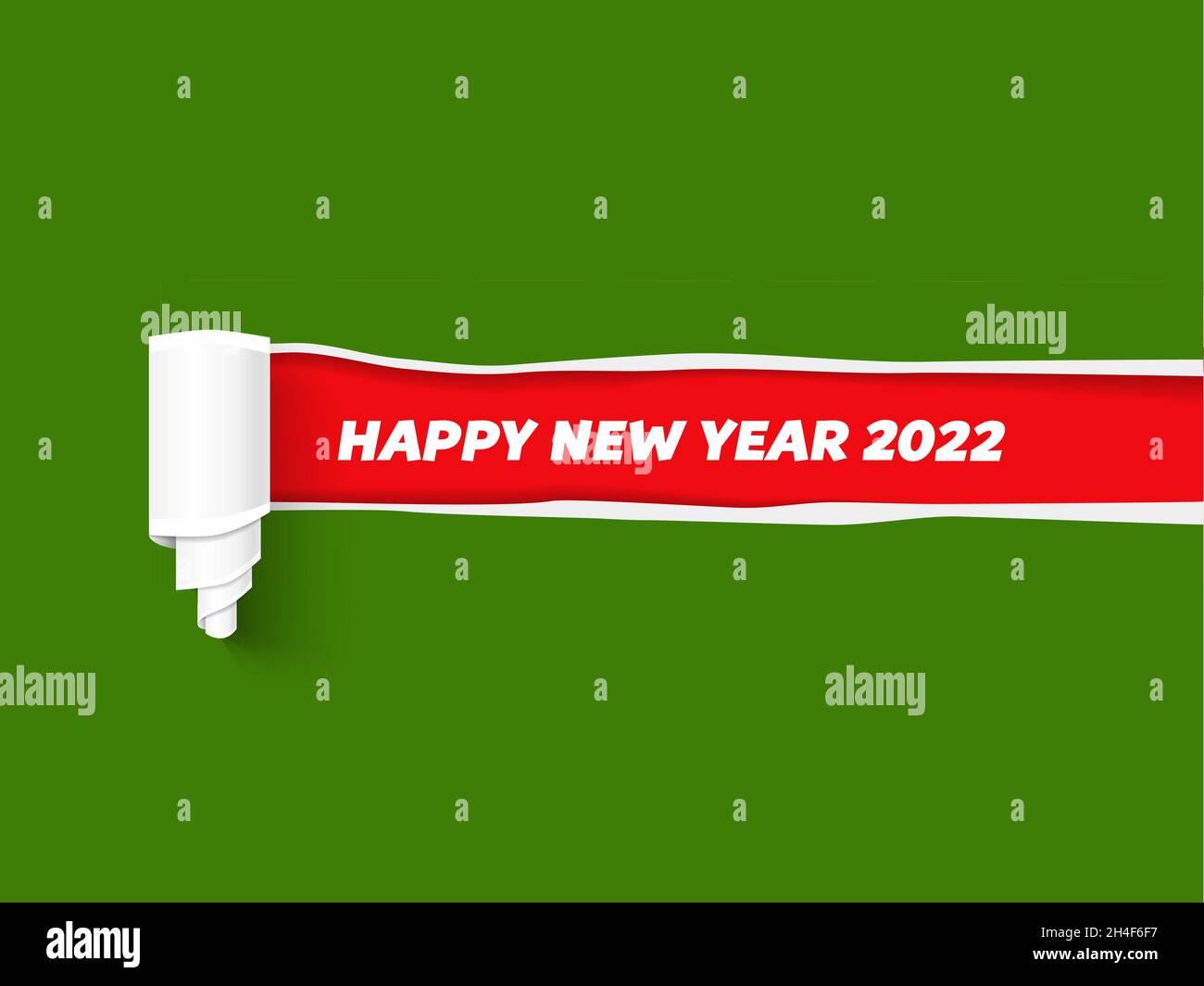 New year 2022 torn paper with paper roll realistic vector illustration ...