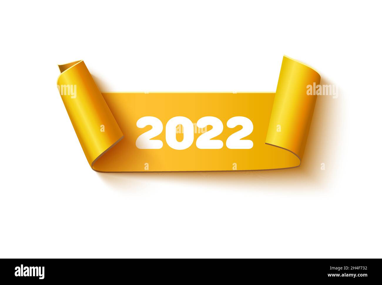 2022 New year banner. Realistic vector paper roll ribbon Stock Vector ...