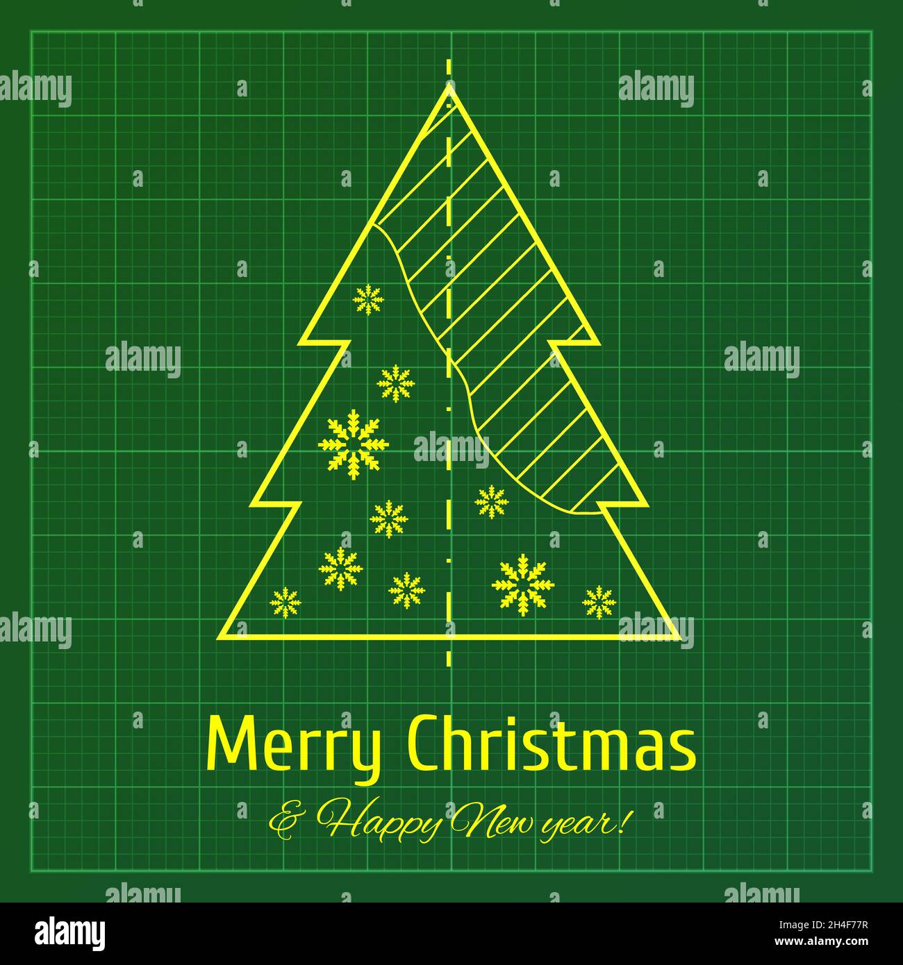 Christmas tree symbol as technical blueprint drawing Stock Vector Image ...