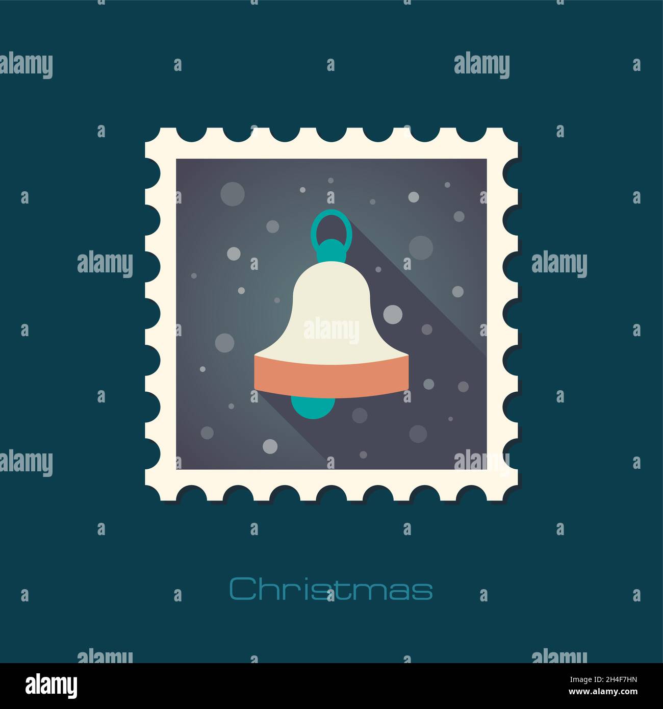 Christmas bell flat stamp, vector illustration eps 10 Stock Vector ...