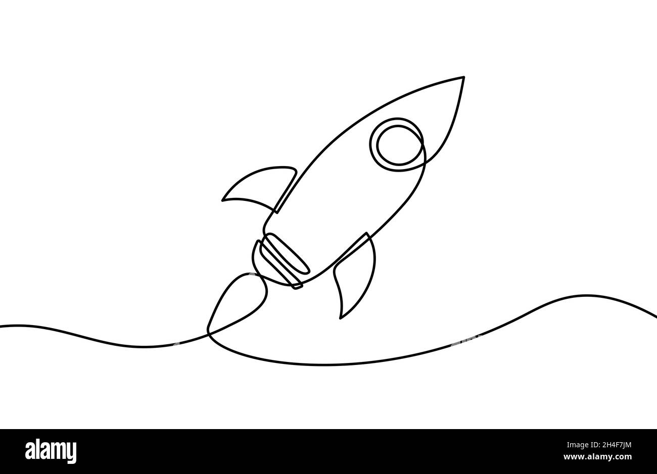 One continuous line drawing of spacecraft. Vector illustration. Rocket ...