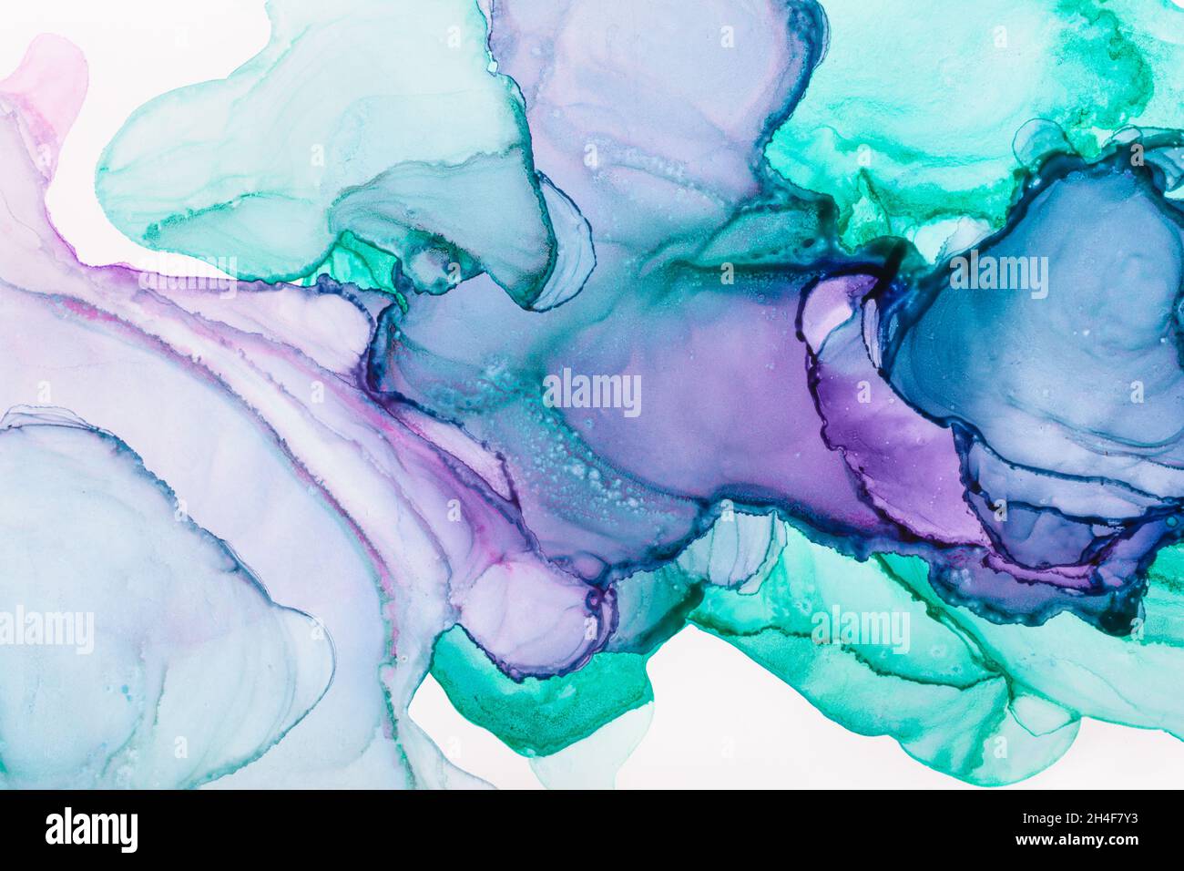 Closeup of mixed turquoise and purple abstract texture on white, trendy ...