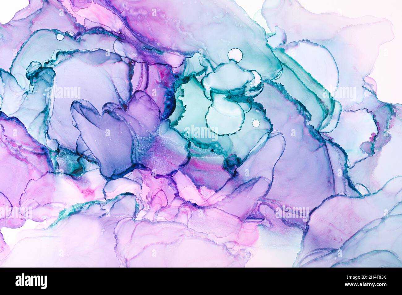 Closeup of mixed turquoise and purple abstract texture on white, trendy ...