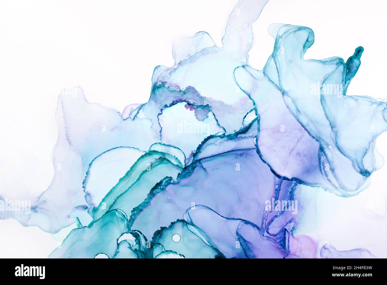 Closeup of mixed turquoise and purple abstract texture on white, trendy ...