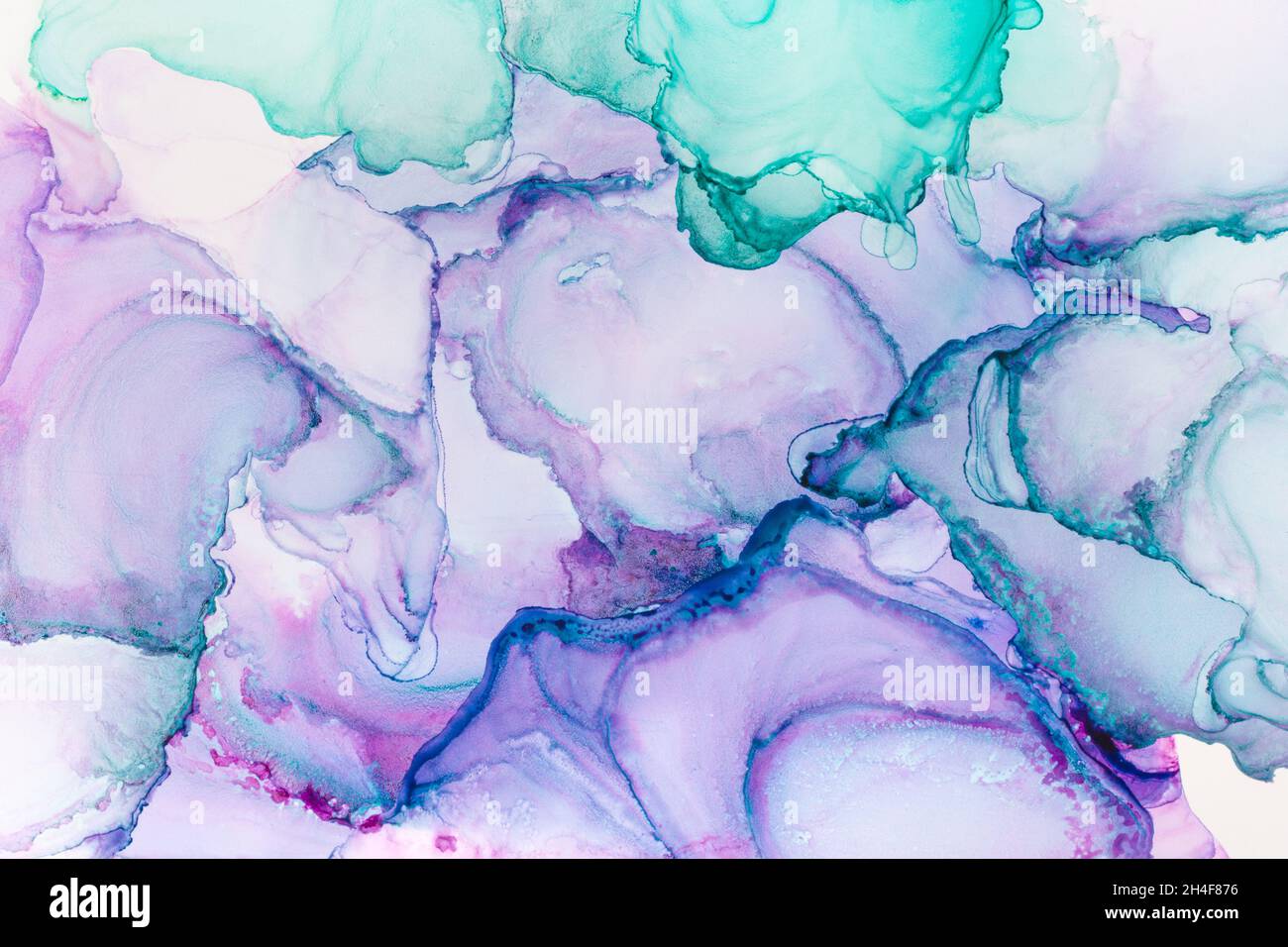 Closeup of mixed turquoise and purple abstract texture on white, trendy ...