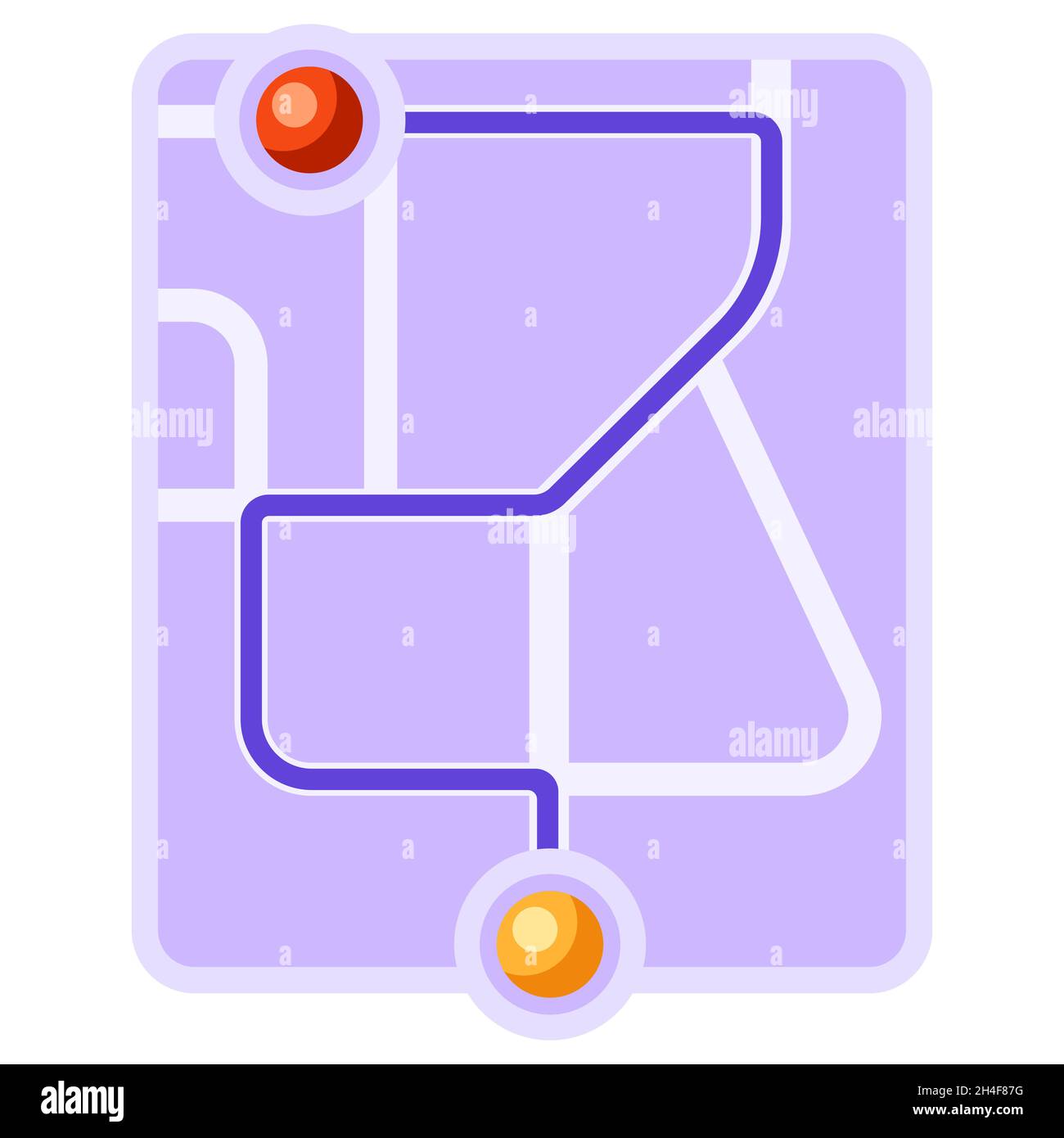 City map background design with path between points. Illustration of ...