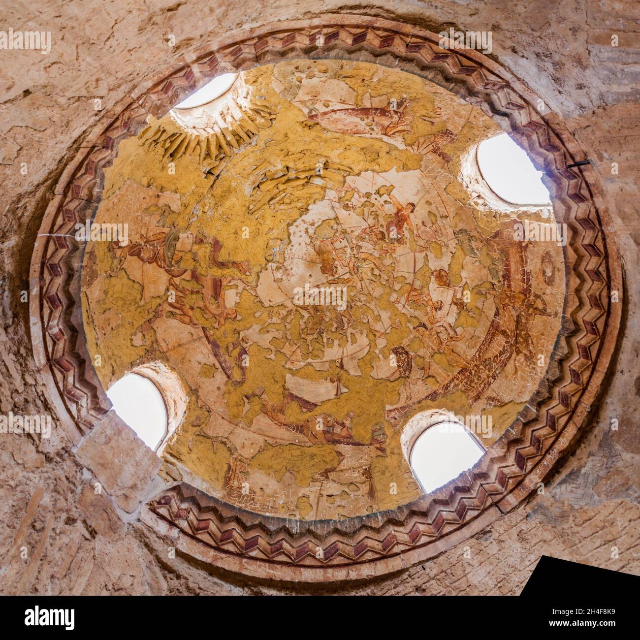 QUSAYR AMRA, JORDAN - APRIL 3, 2017: Constellations and zodiac painted ...