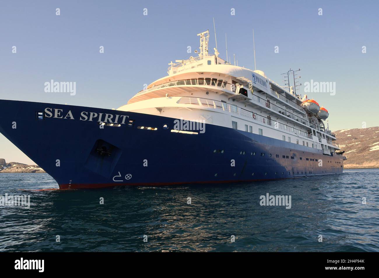 M'V Sea Spirit (Poseidon Expeditions) cruises Greenland coast Stock ...