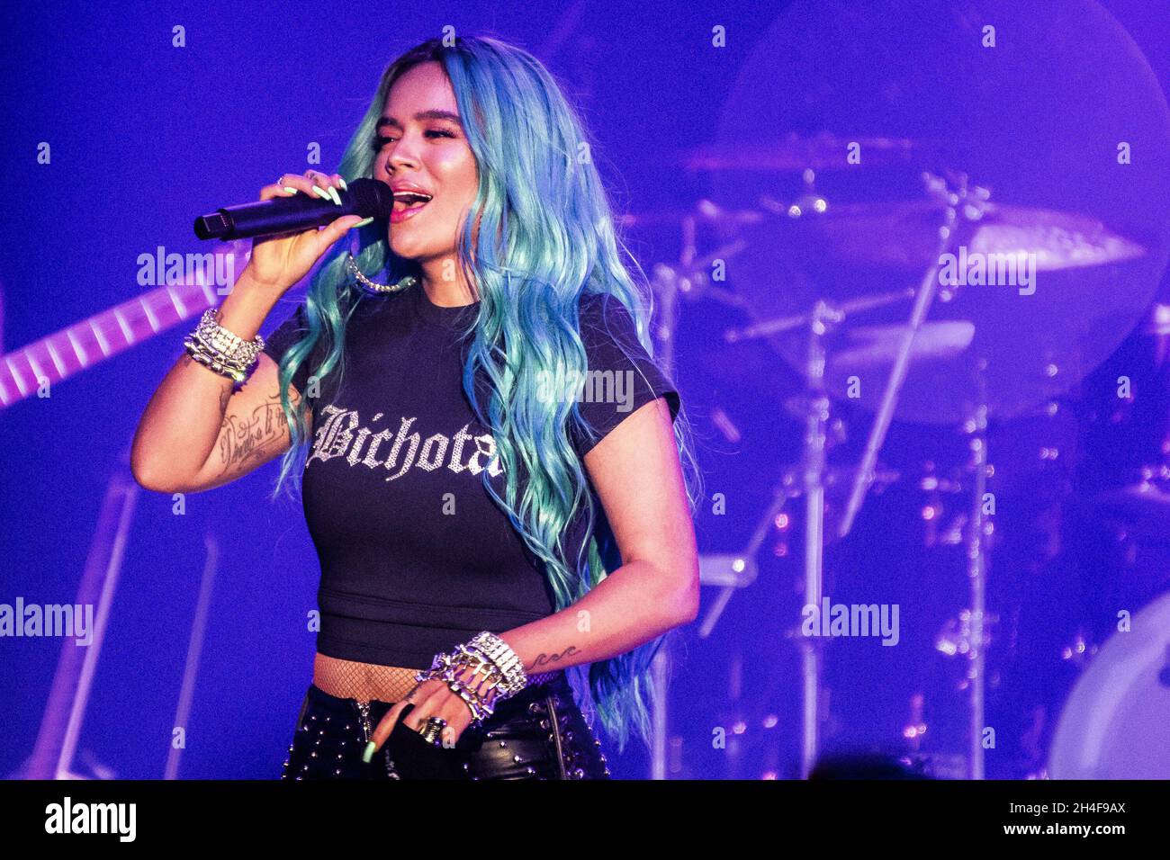 Karol G performs at the San Jose Civic on November 1, 2021 in San Jose ...