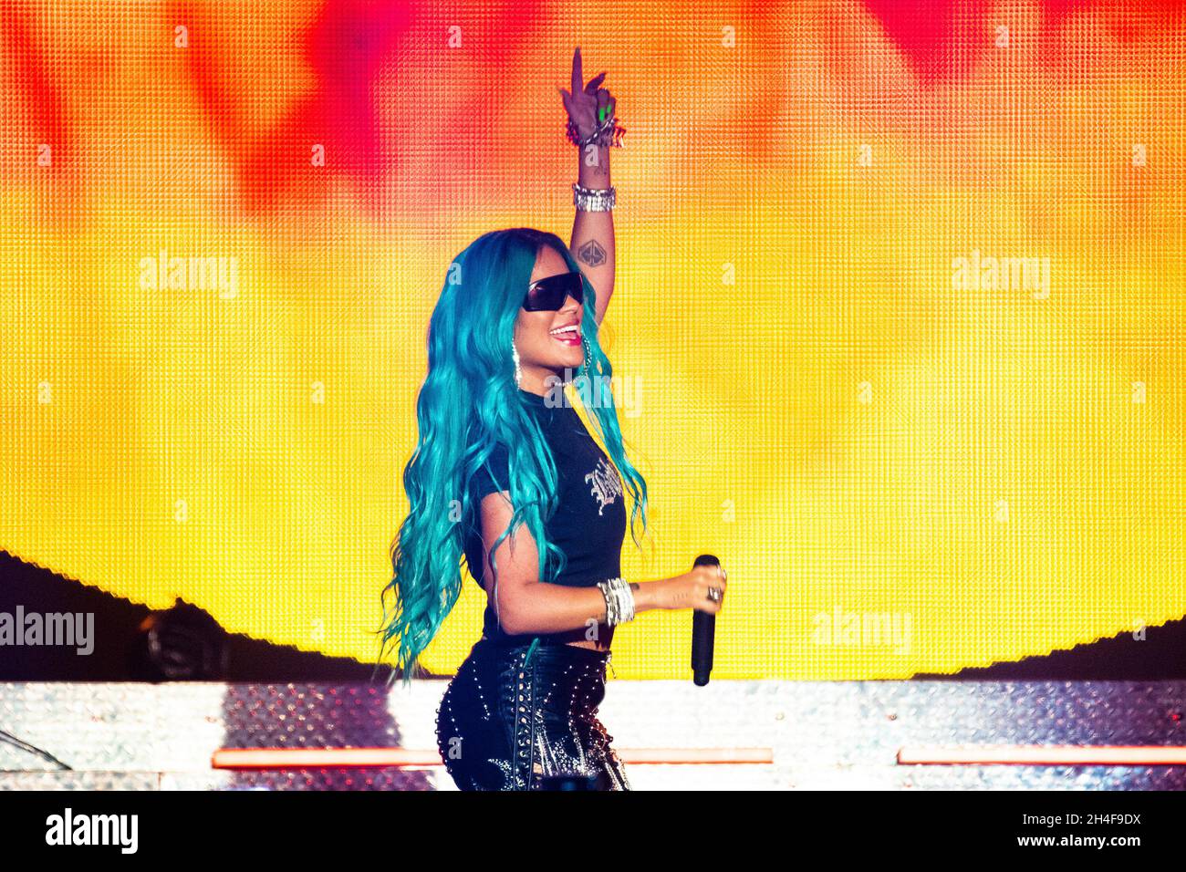 Karol G performs at the San Jose Civic on November 1, 2021 in San Jose ...