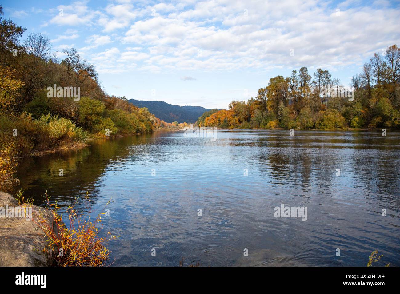 Umpqua River, Oregon on an autumn day Stock Photo - Alamy
