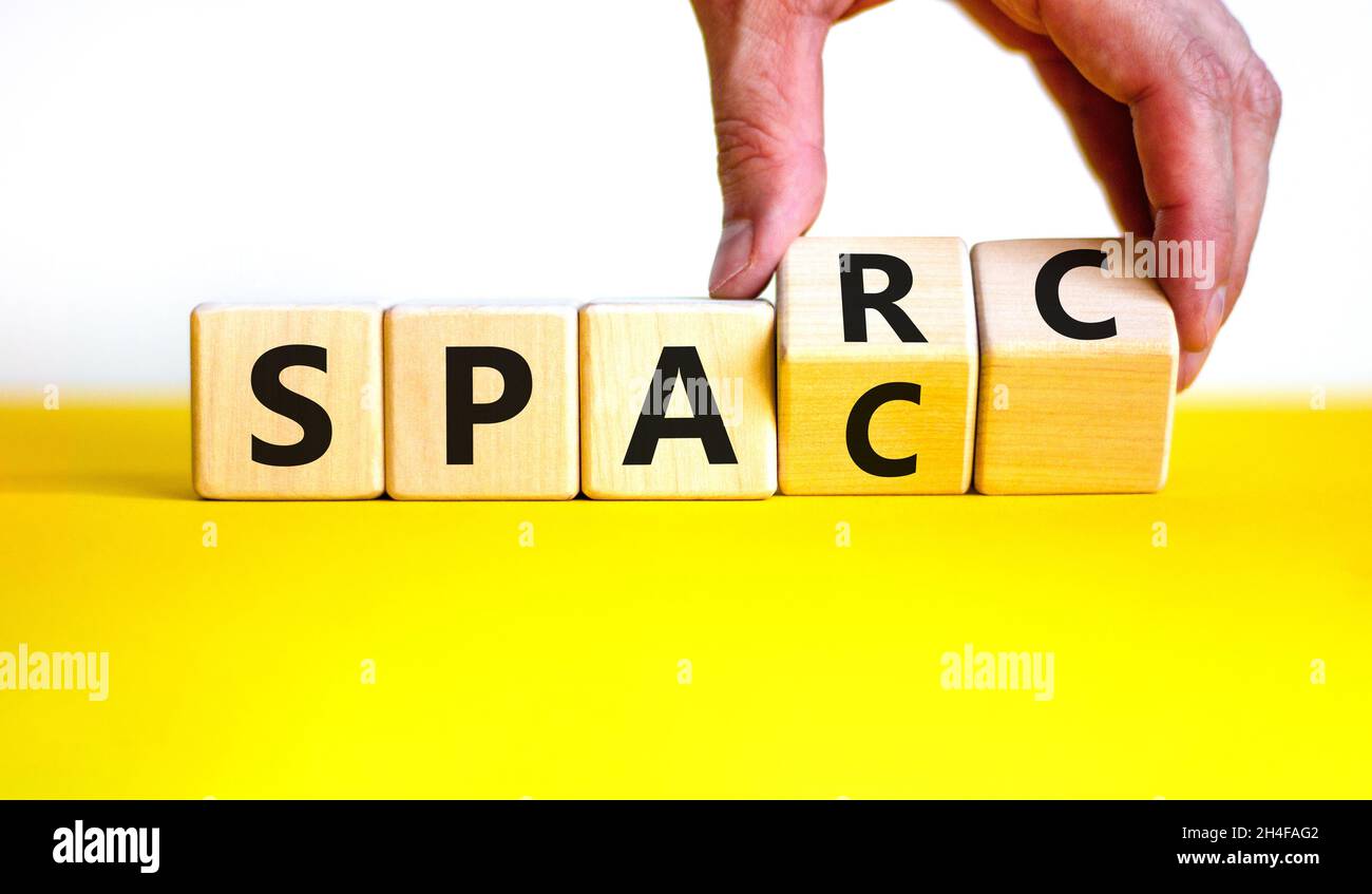 SPARC, special purpose acquisition rights company symbol. Cubes with ...