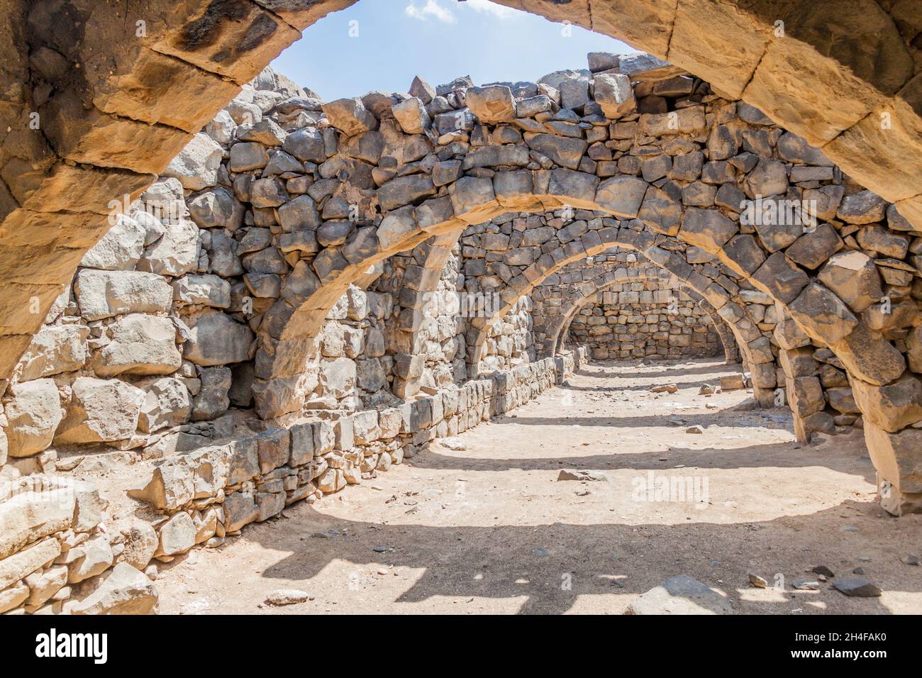 Ruins of vaults at Qasr al-Azraq Blue Fortress , fort located in the ...