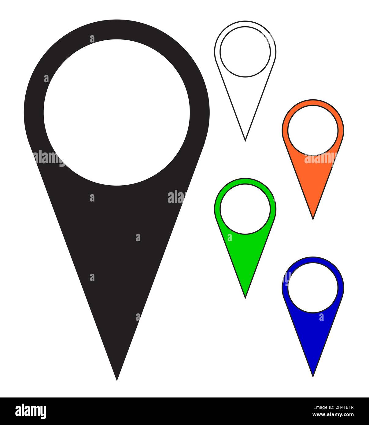 Various colored map pointer pin flags set over a white background Stock ...