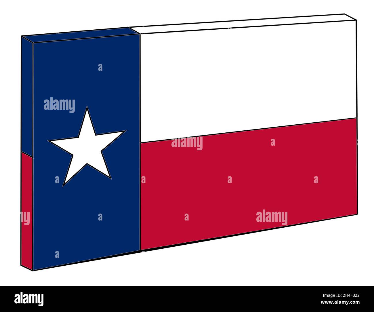 The flag of the USA state of TEXAS as 3D blocks over a white background ...