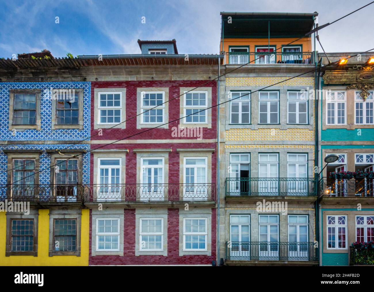 Tiled facades of ancient buildings in the city of Porto, Portugal Stock ...