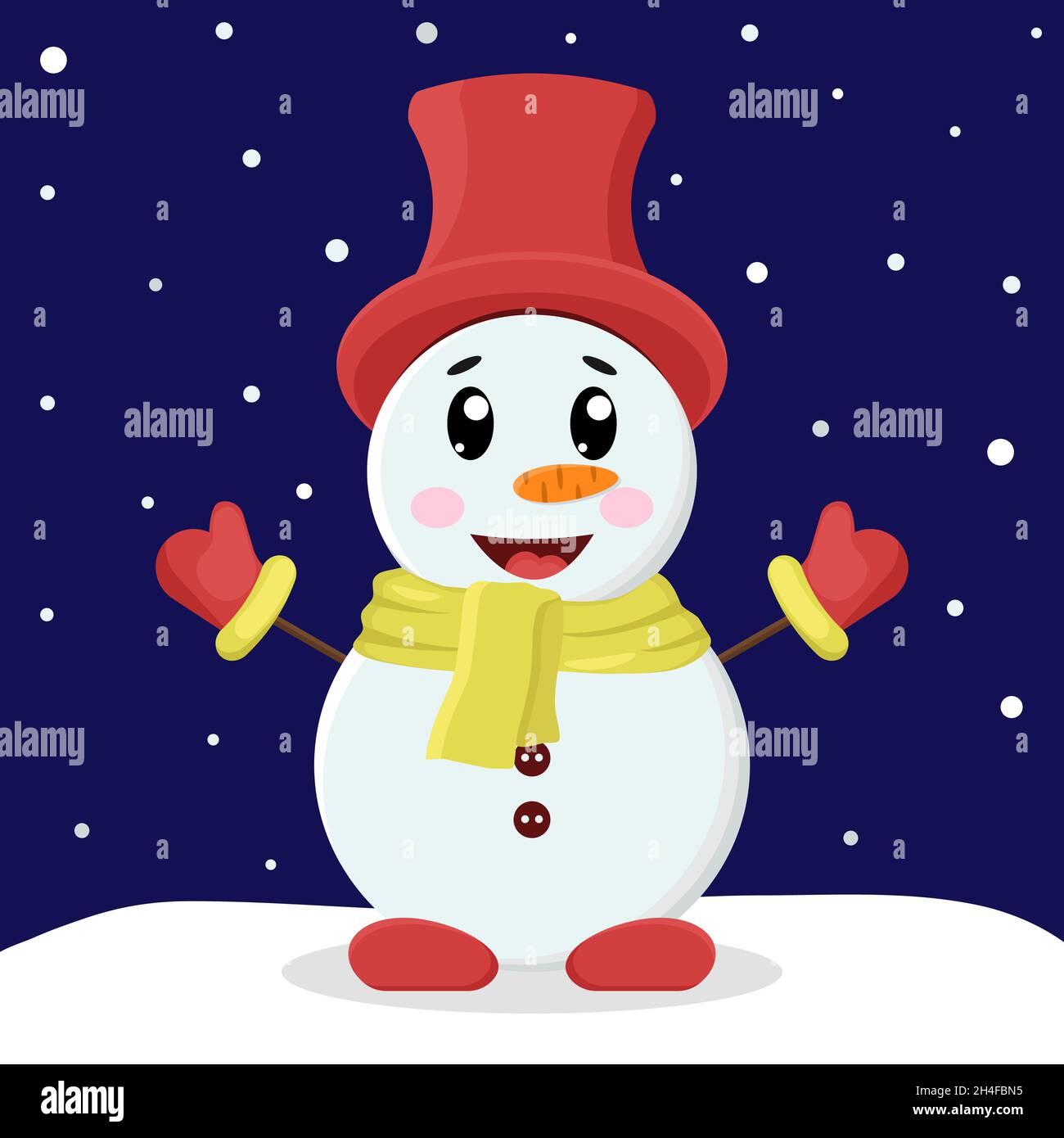 Snowman in hat mittens hi-res stock photography and images - Alamy
