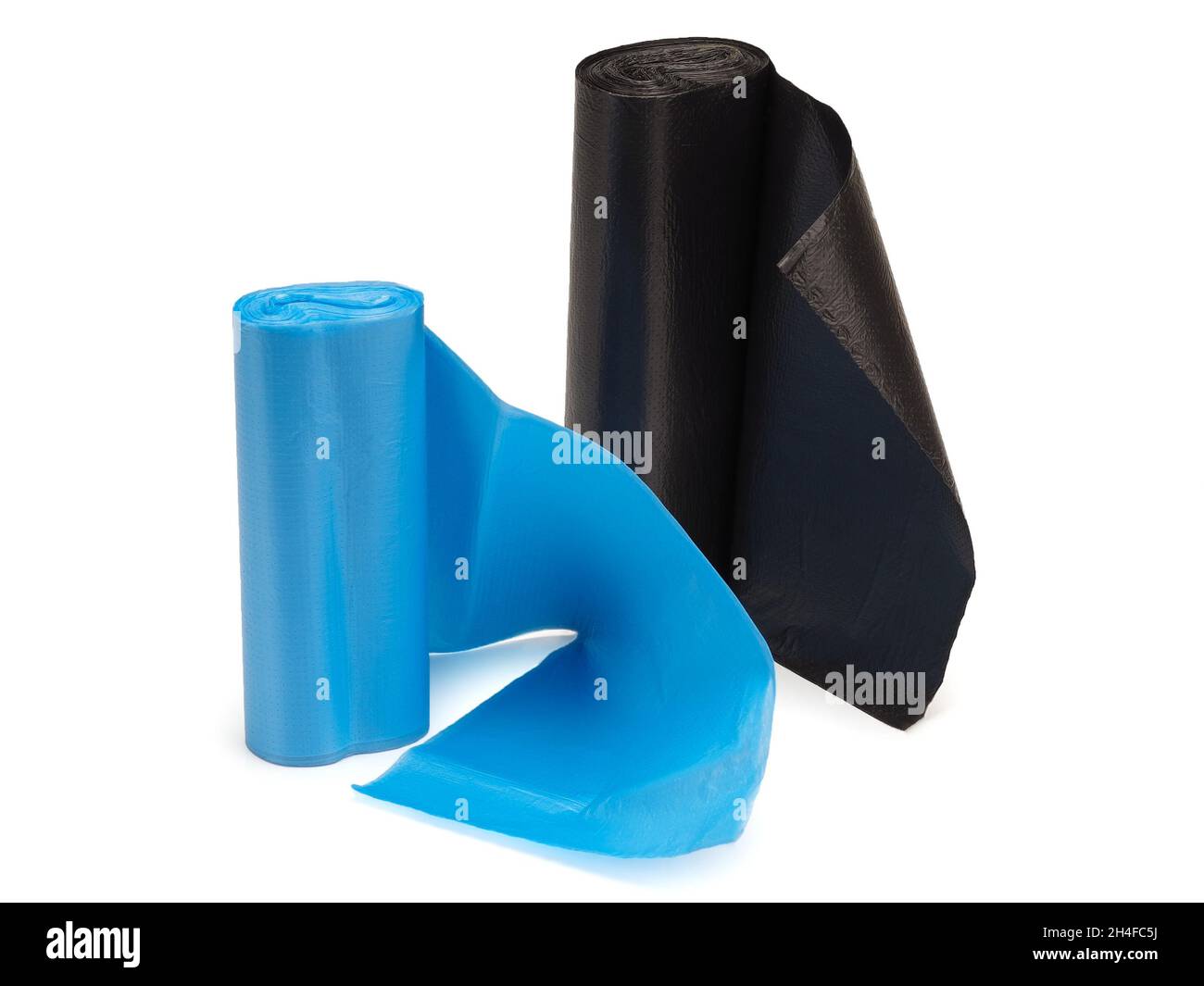 Black and blue Polyethylene Garbage Bags on White Background Stock ...