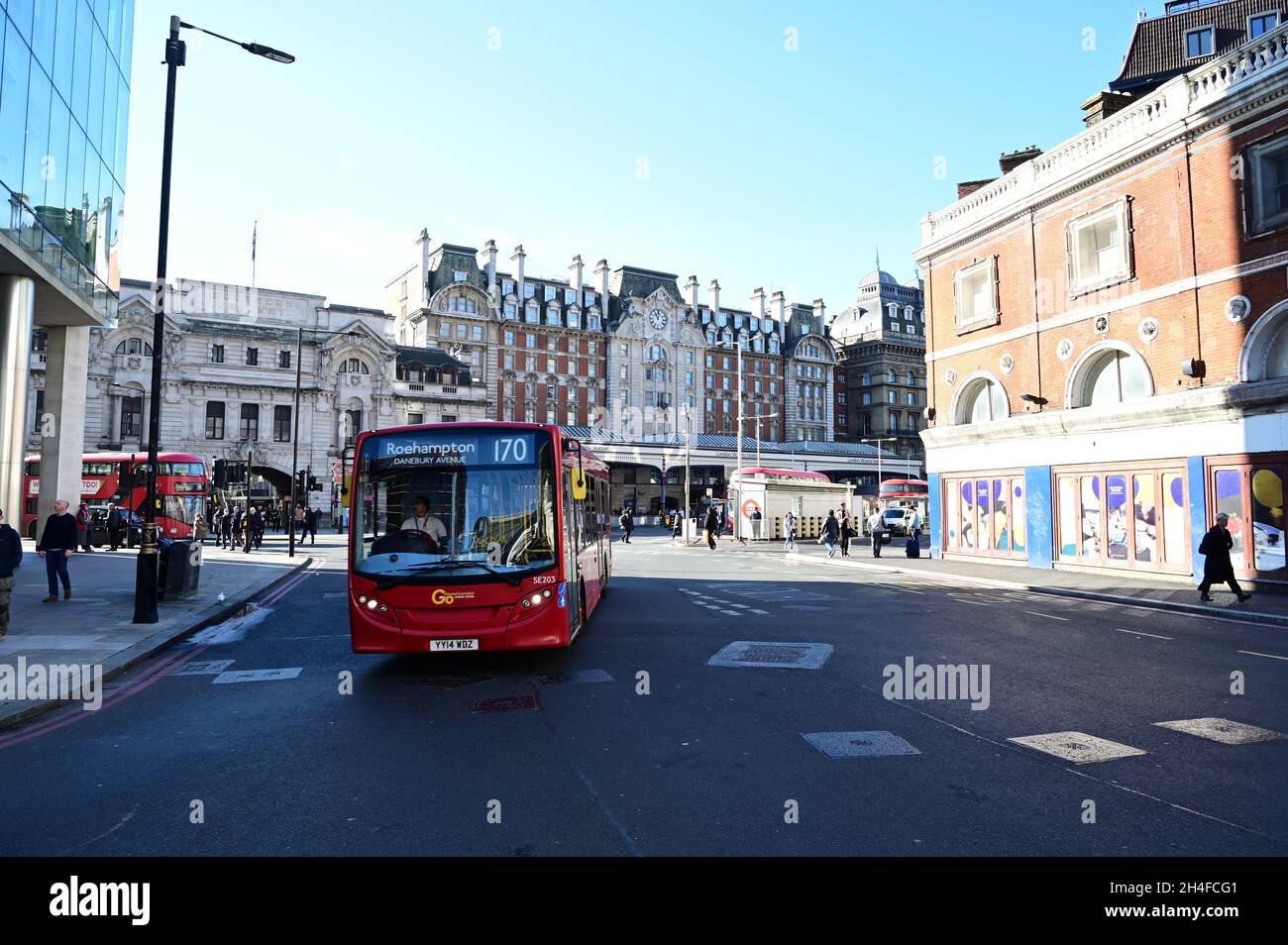 London, London City, UK: The front entrance of London Victoria main ...