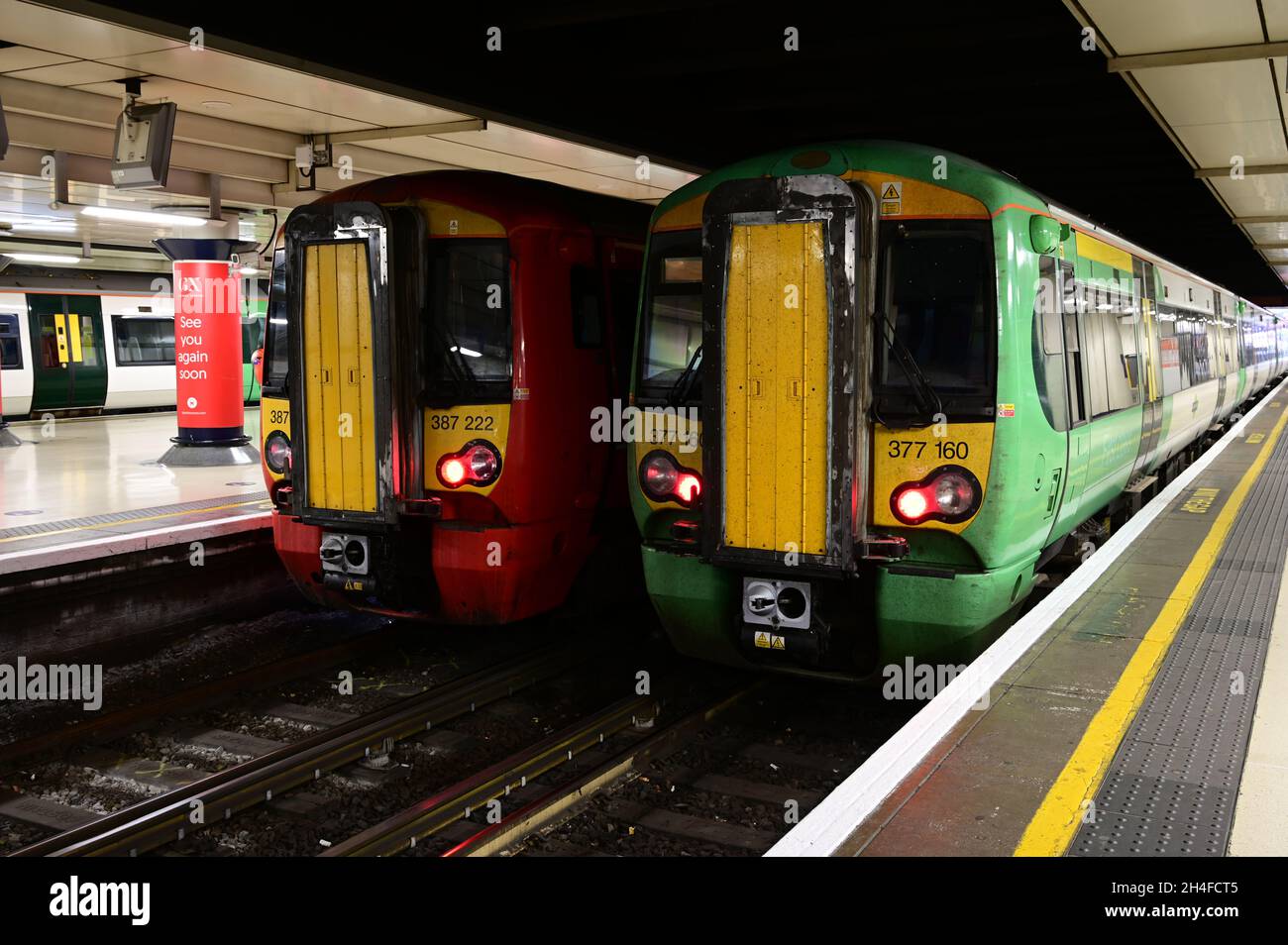 Southern trains class 377 and 387 at London Victoria station Stock ...