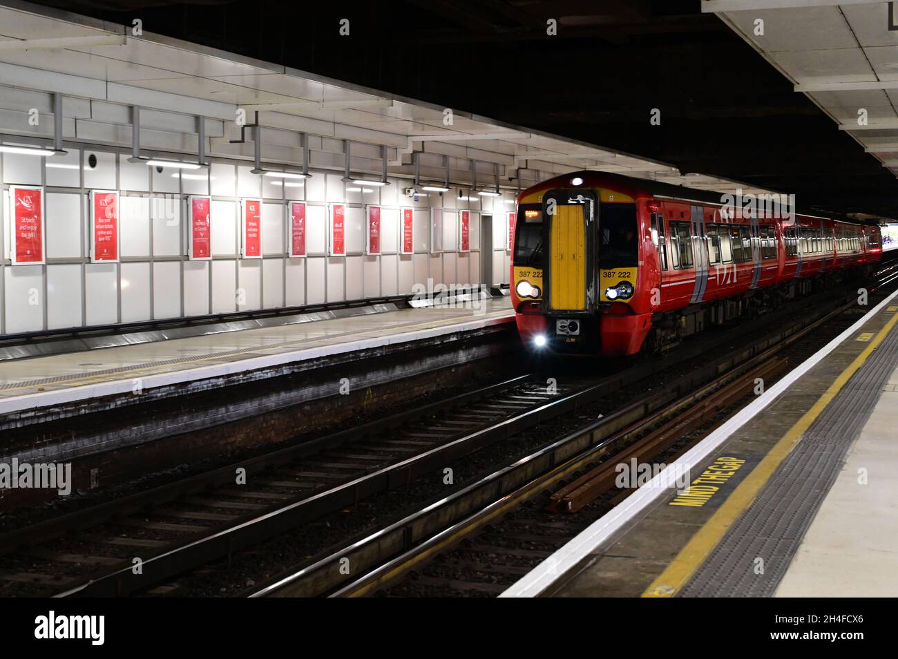 London, London City, UK-November 2 2021: A class 387 in Gatwick Express ...