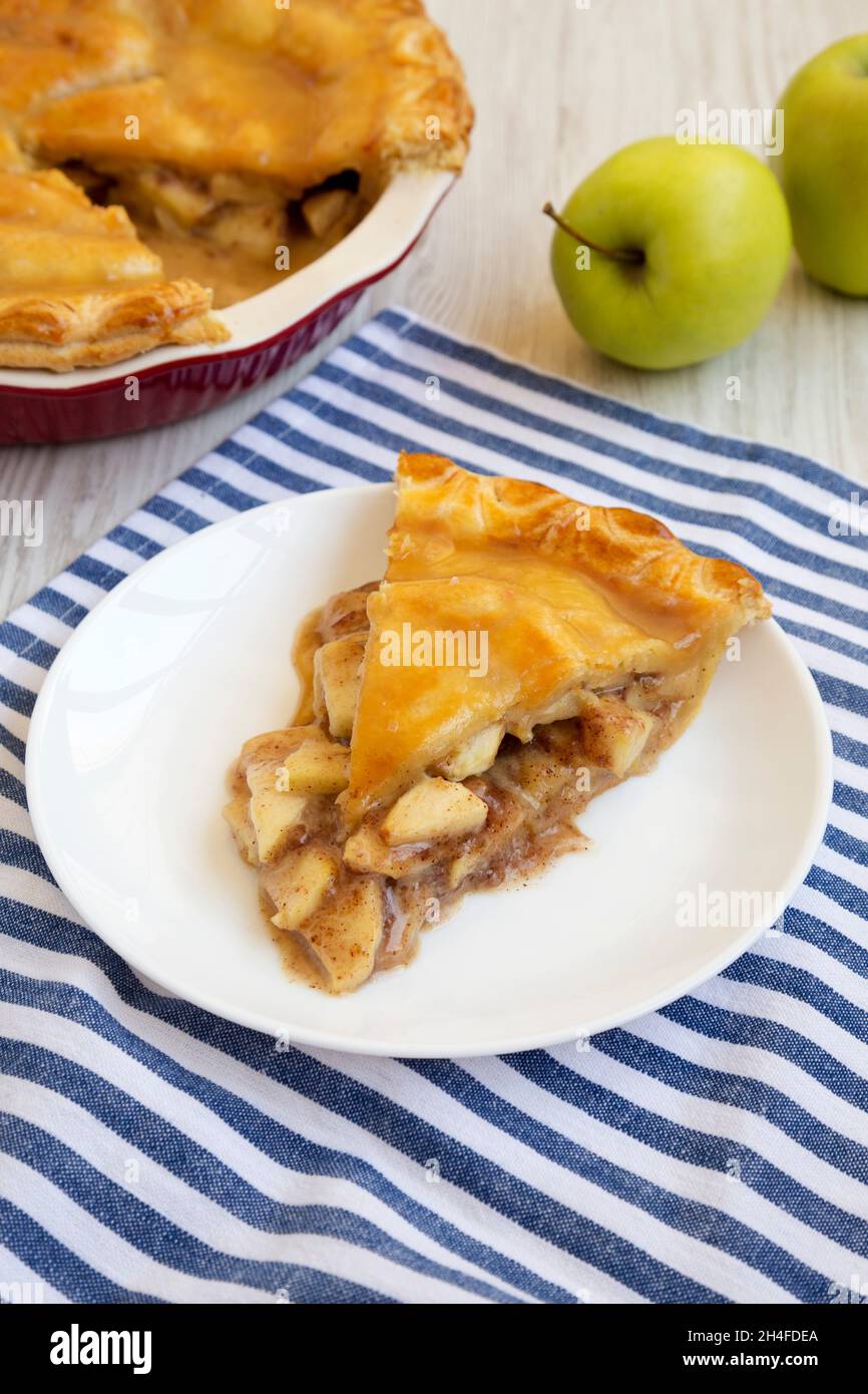 Fresh Homemade Salted Caramel Apple Pie, side view Stock Photo - Alamy
