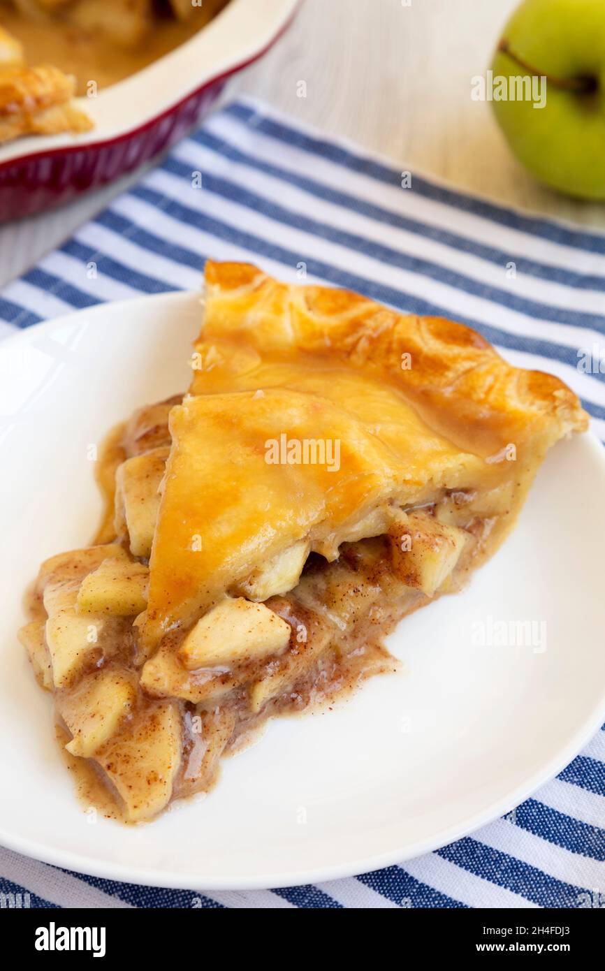 Fresh Homemade Salted Caramel Apple Pie, side view Stock Photo - Alamy