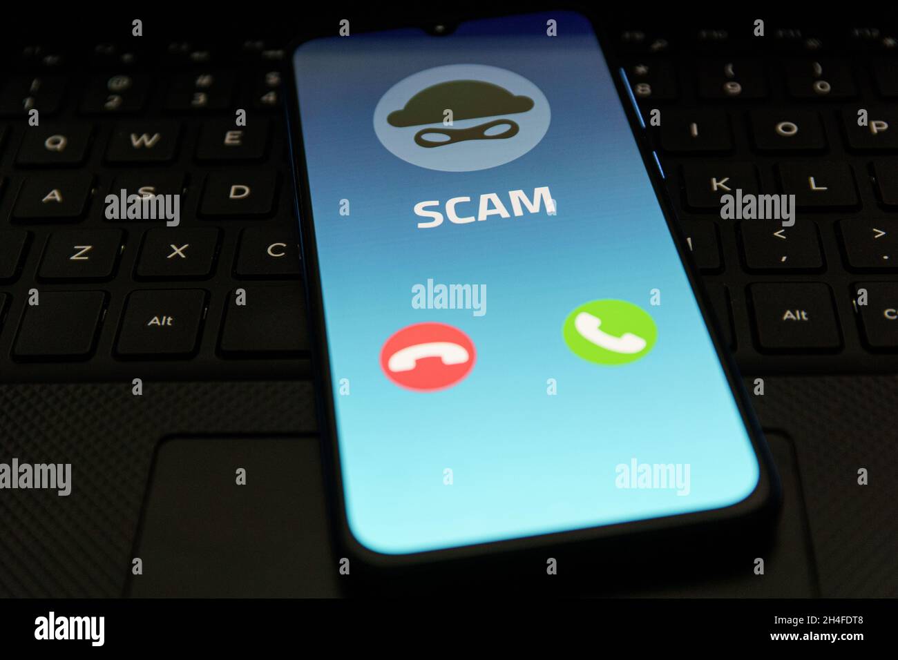 Incoming call from scammer. Scam call on phone Stock Photo - Alamy