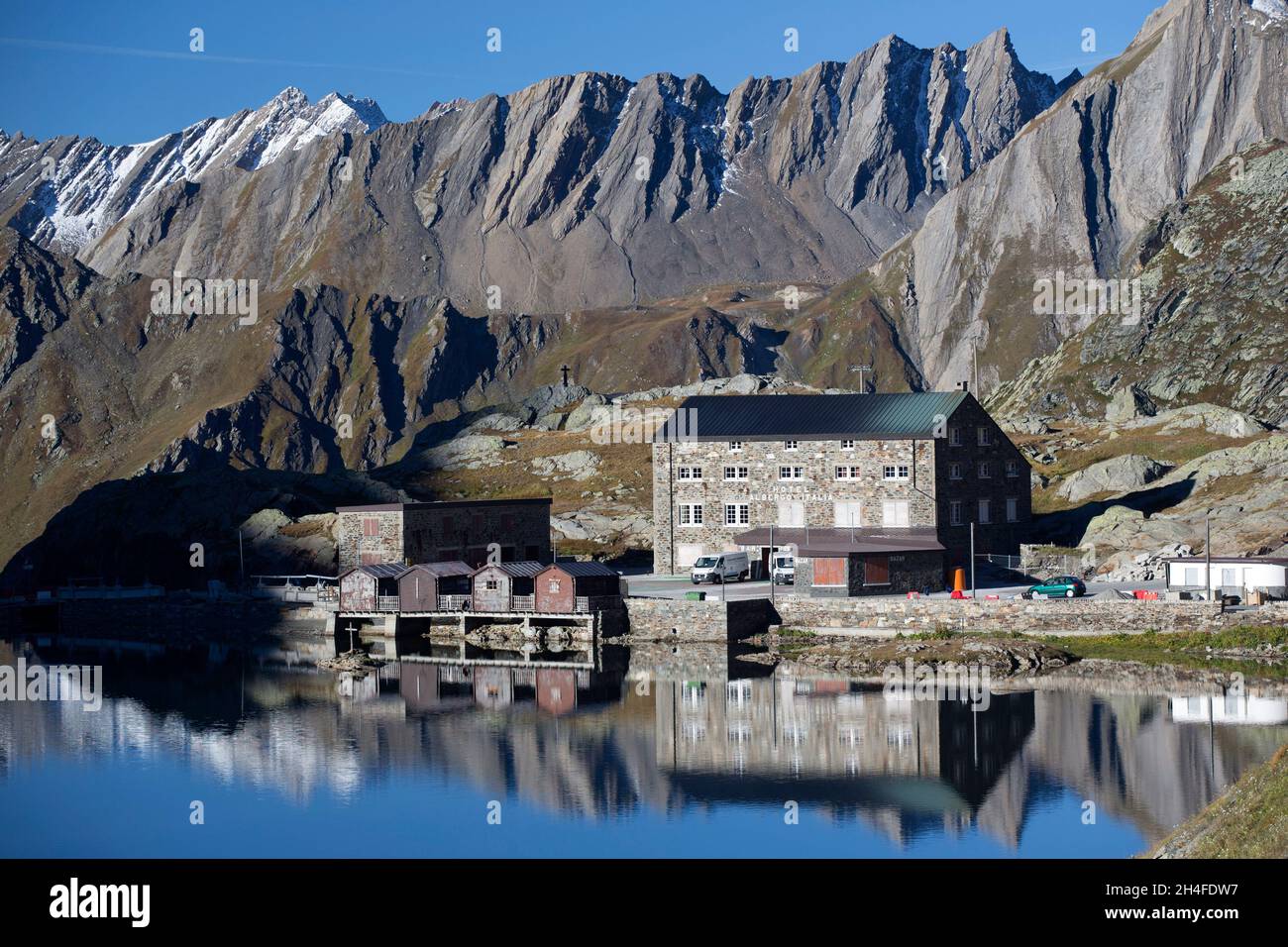 Great St Bernard Pass in Switzerland looking towards Italy with the ...