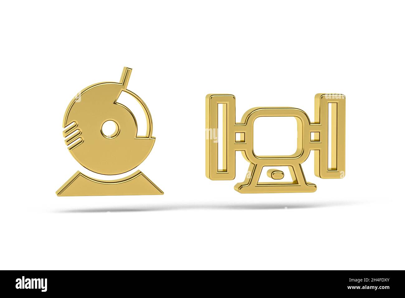 Golden 3d grinder icon isolated on white background - 3d render Stock ...