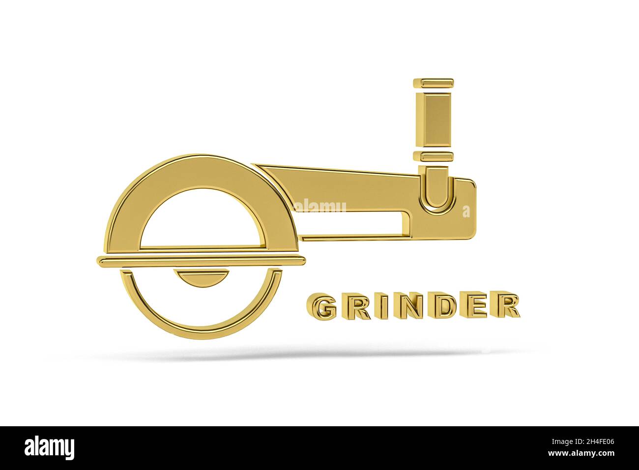 Golden 3d grinder icon isolated on white background - 3d render Stock ...